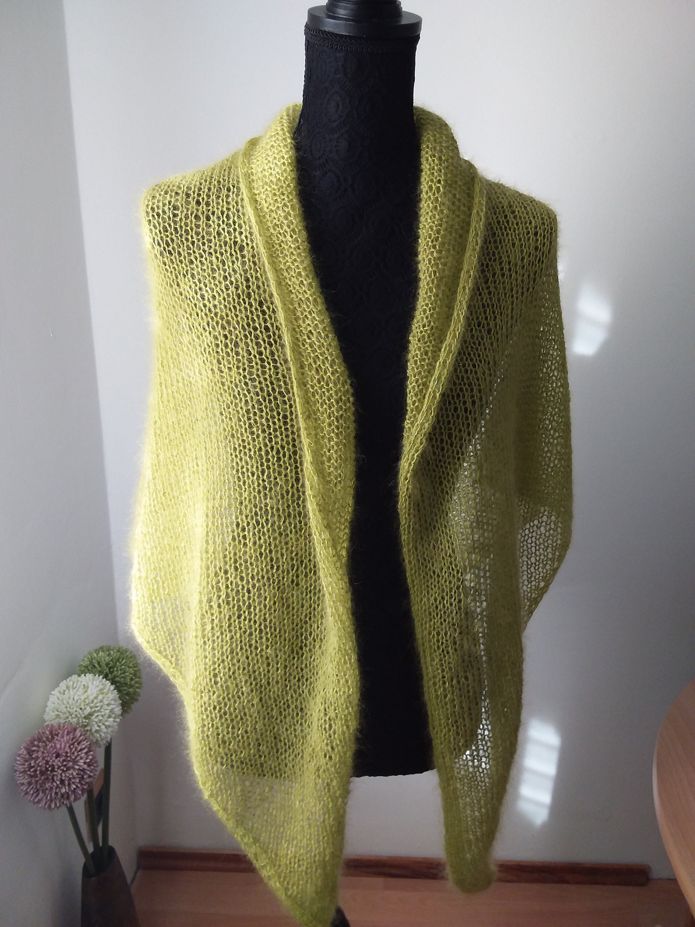 Light triangle cloth silk mohair cloth hand knitted shoulder | Etsy