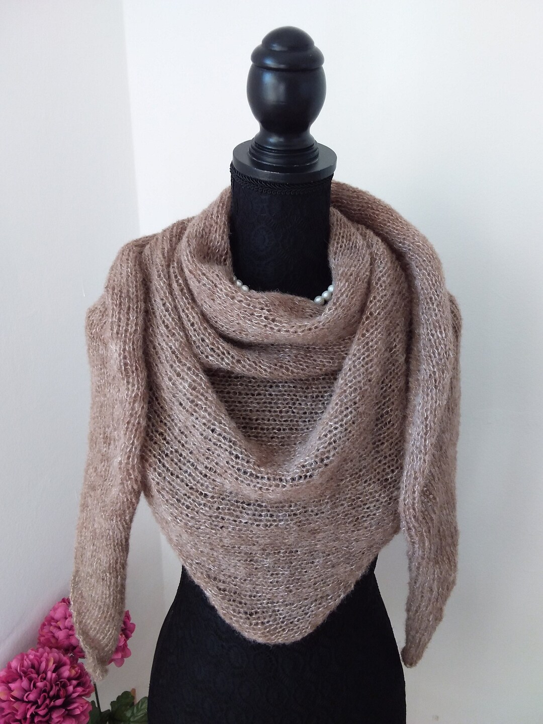 Triangle Shawl Knitted Shawl Alpaca/silk Triangle Shawl - Etsy Australia