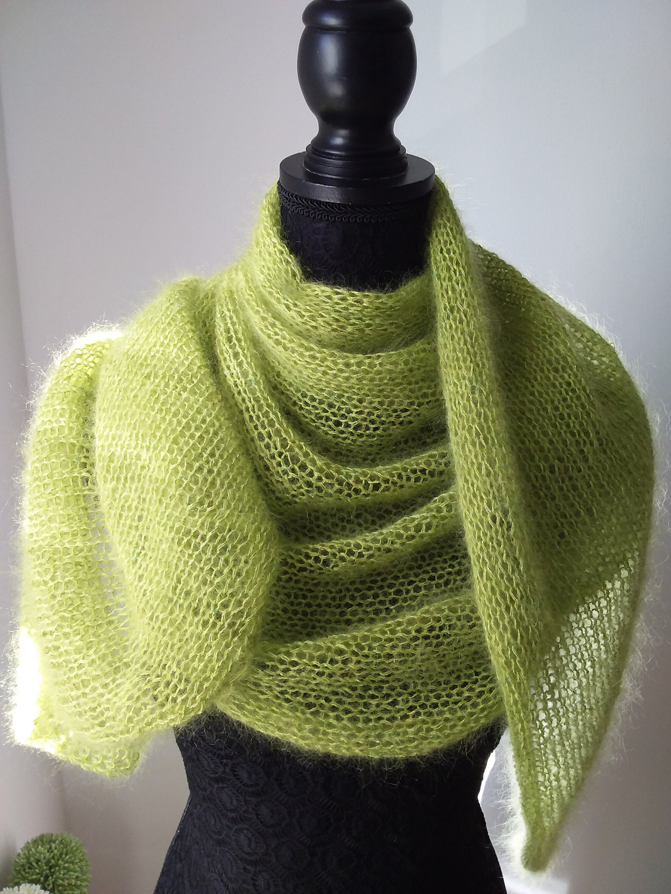 Light triangle cloth silk mohair cloth hand knitted shoulder | Etsy