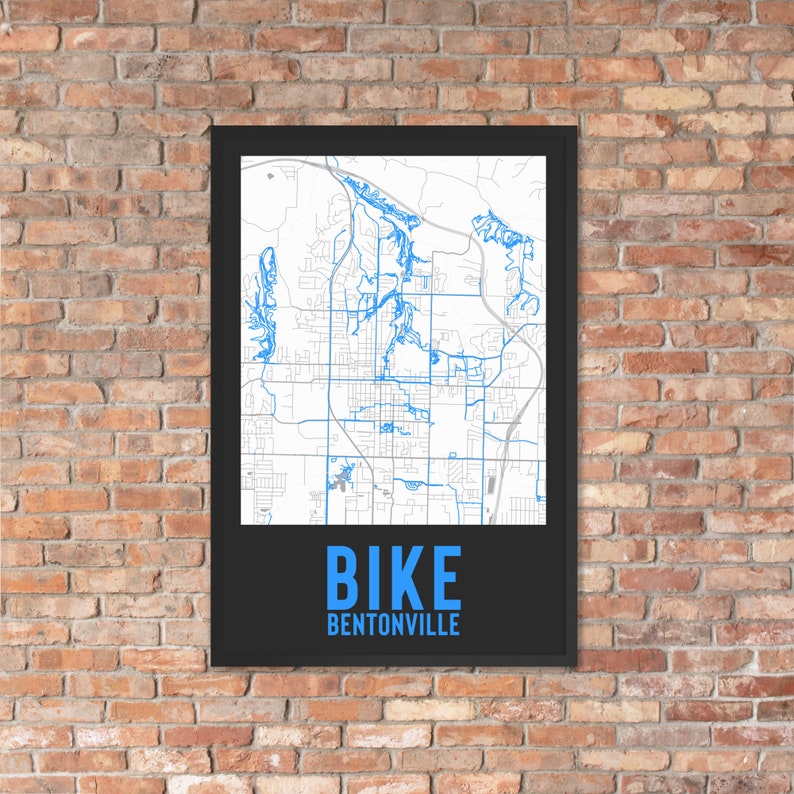 Bike Bentonville City Map With Mountain Bike Trails Poster - Etsy