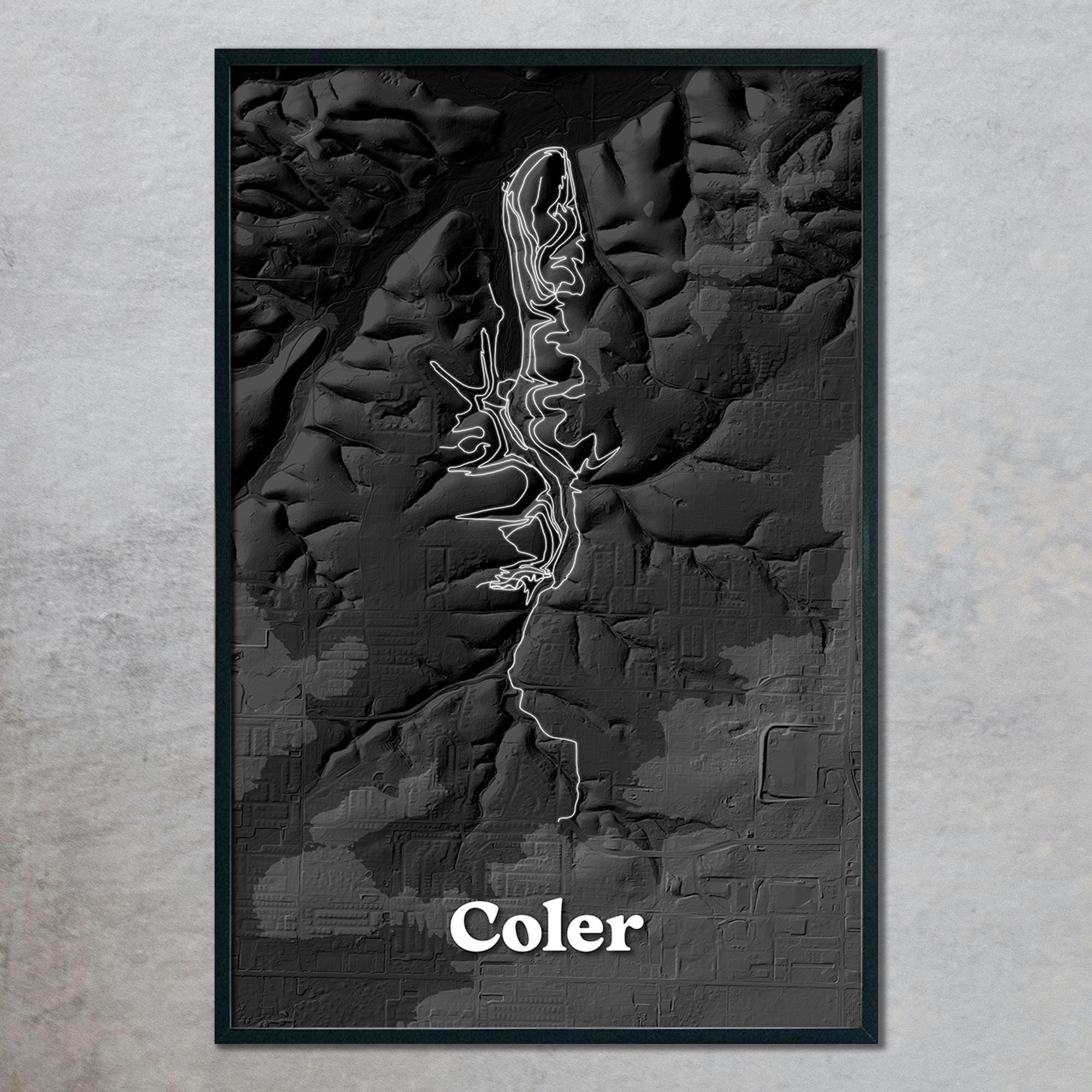 Coler Mountain Bike Preserve - Mountain Bike Trail Terrain Map Poster ...