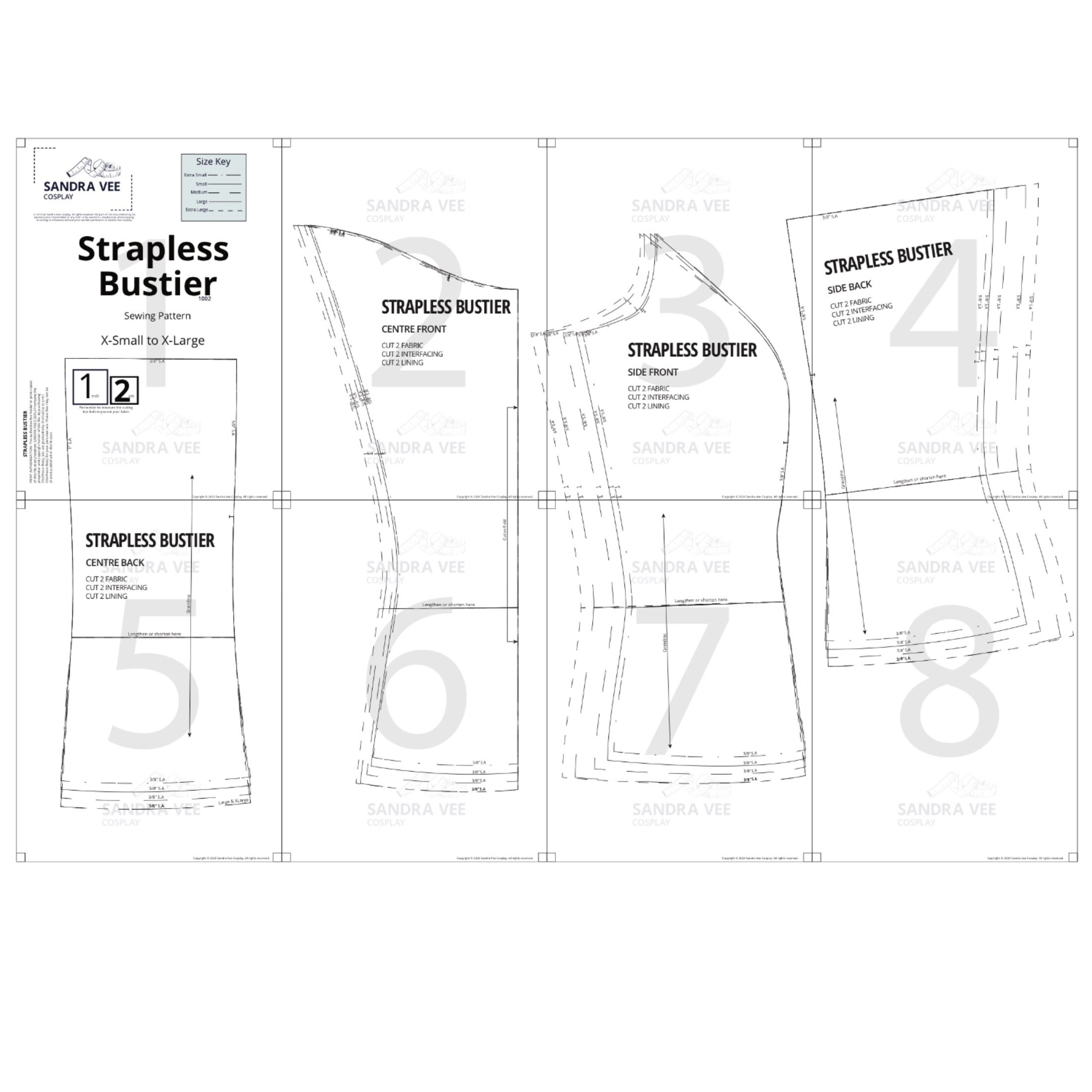 Strapless Bustier PDF Sewing Pattern XS to XL Sizes Easy to - Etsy Canada