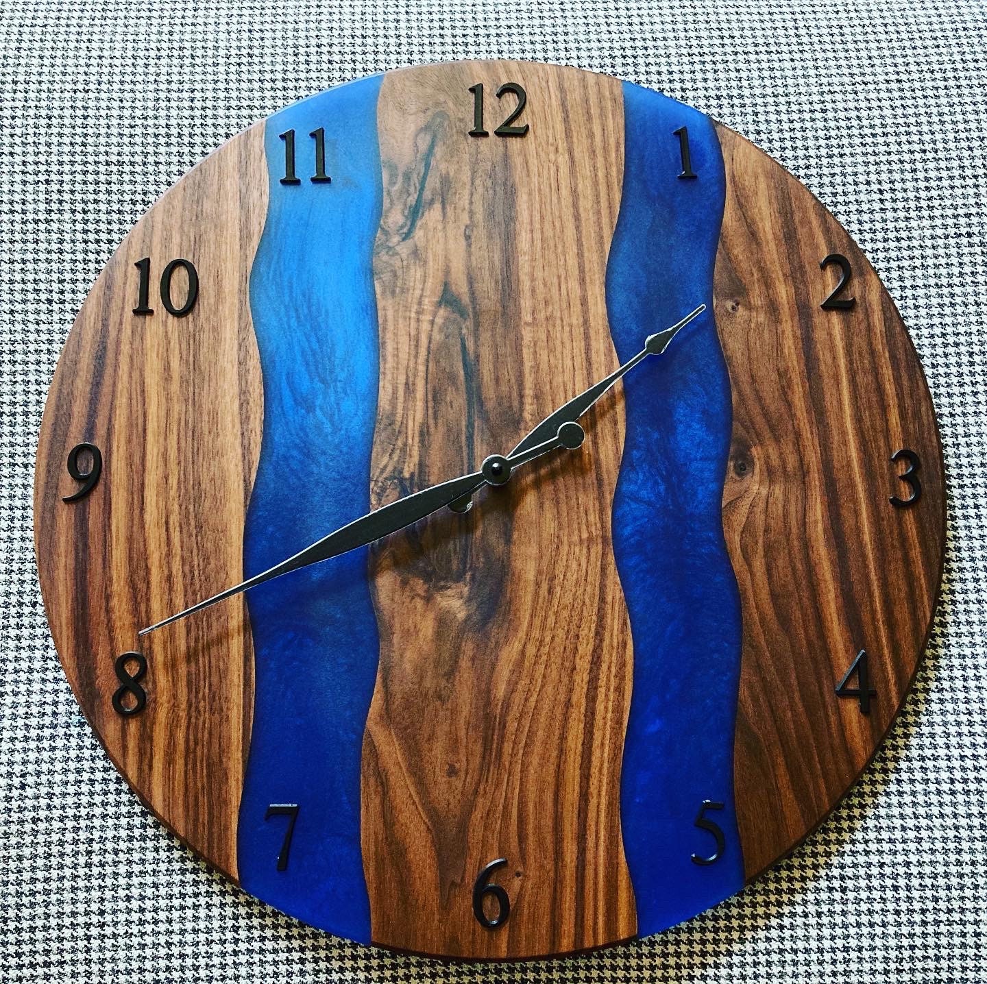 Walnut and epoxy wall clock 20 handmade resin. Choose your | Etsy