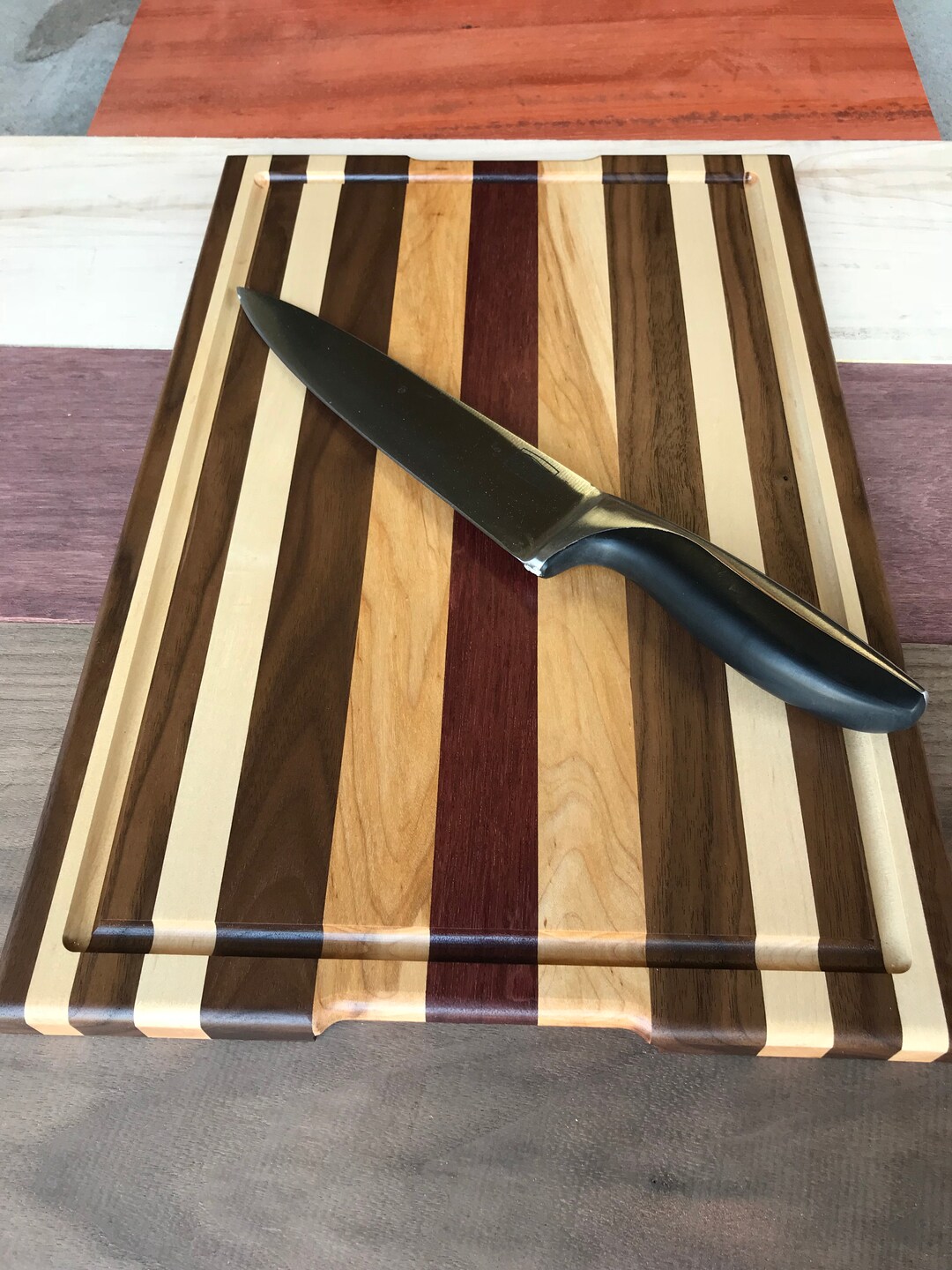 Purpleheart, Walnut and Hard Maple Handmade, Exotic Wood Cutting Board ...