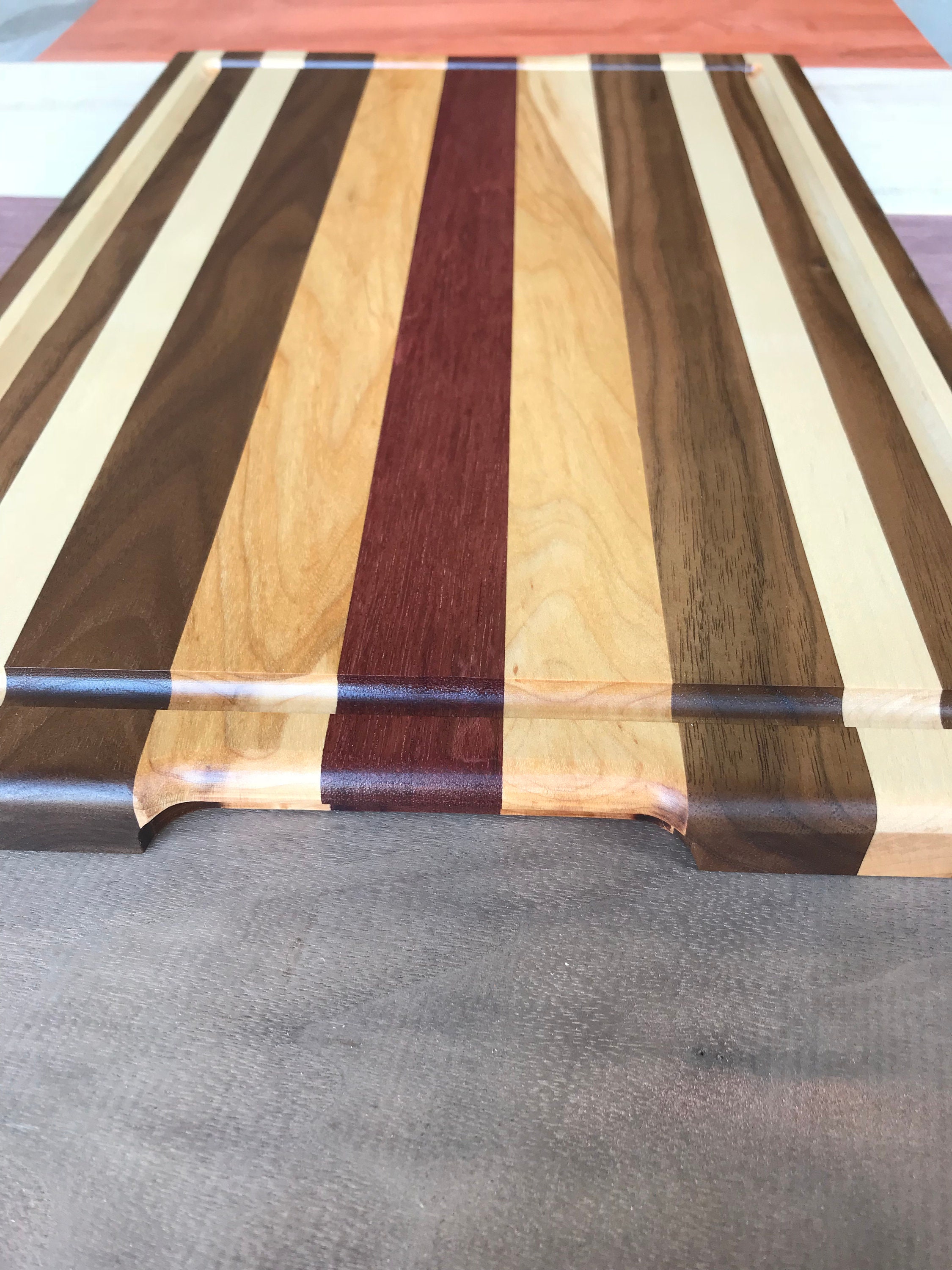 Purpleheart, Walnut and Hard Maple Handmade, Exotic Wood Cutting Board ...