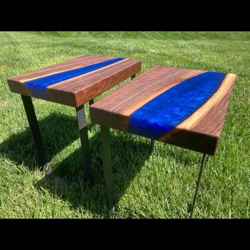 Walnut and Epoxy End Table Side Table Coffee Table River - Etsy