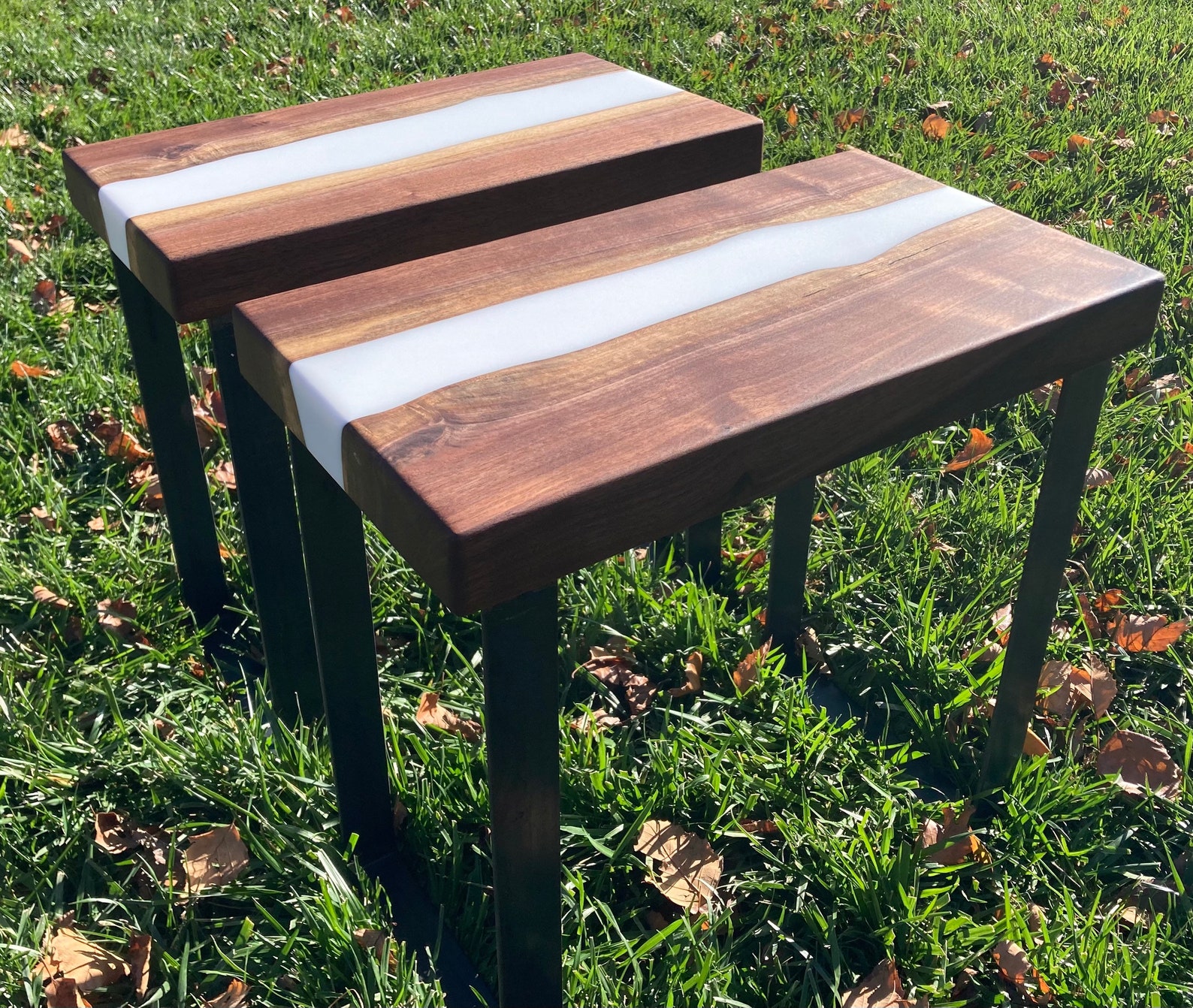 Walnut and Epoxy End Table Side Table Coffee Table River - Etsy