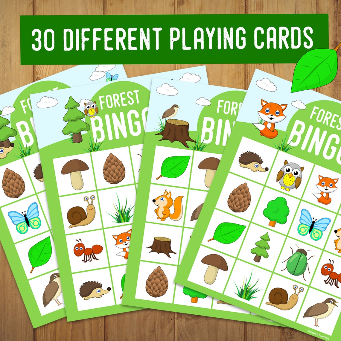 Forest Bingo Game 30 Bingo Cards Woodland Animals and | Etsy