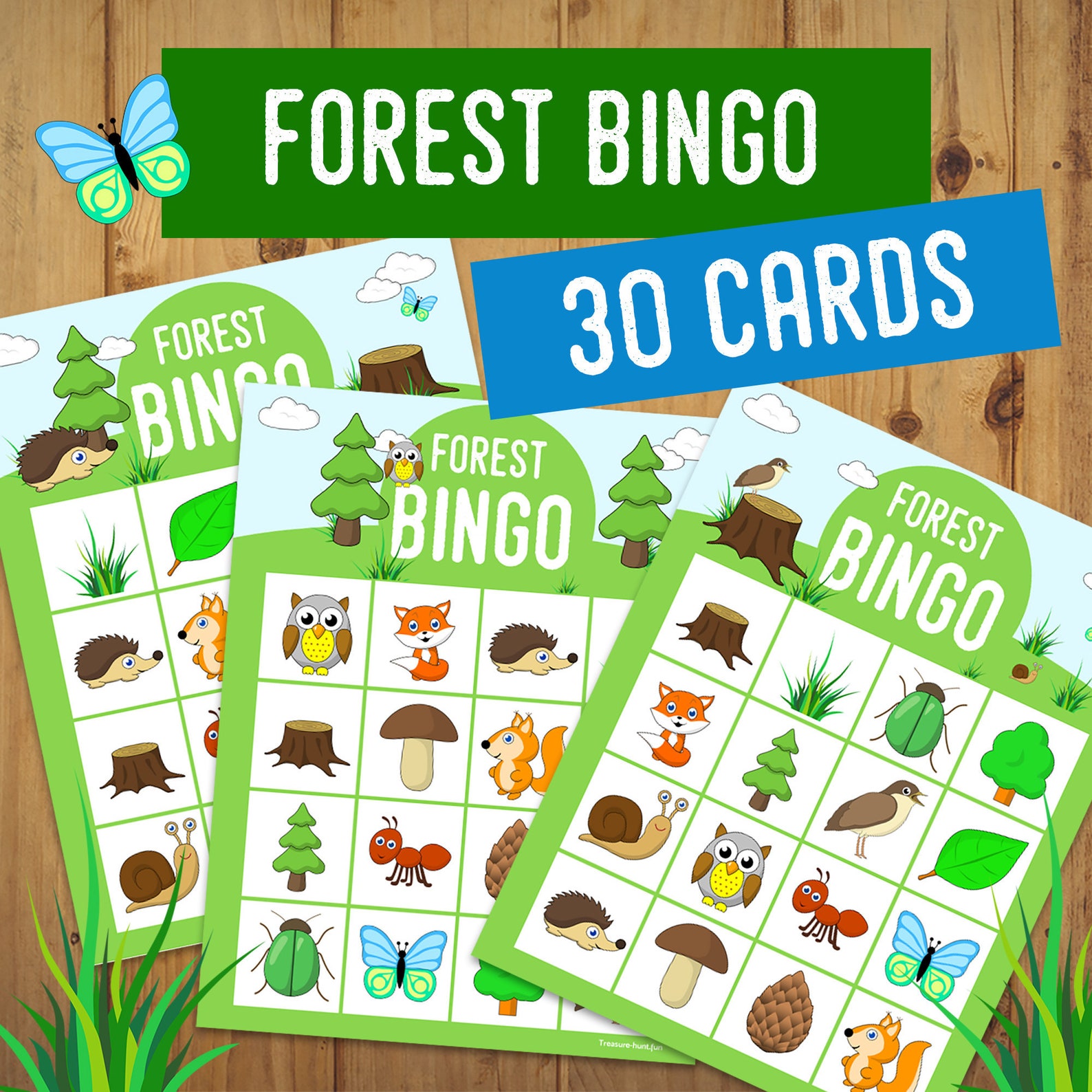 Forest Bingo Game 30 Bingo Cards Woodland Animals and | Etsy