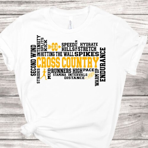 Cross Country Word Art T-shirt male or Female Sports | Etsy