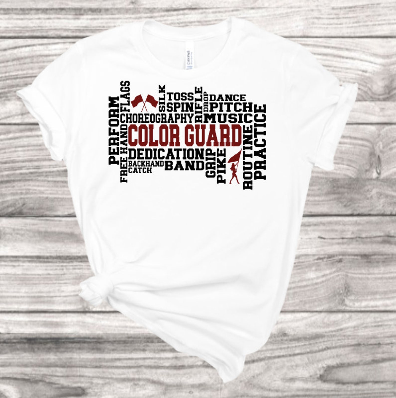 Color Guard Word Art T-shirt | Sports | Gift | Coach | Mascot - Etsy
