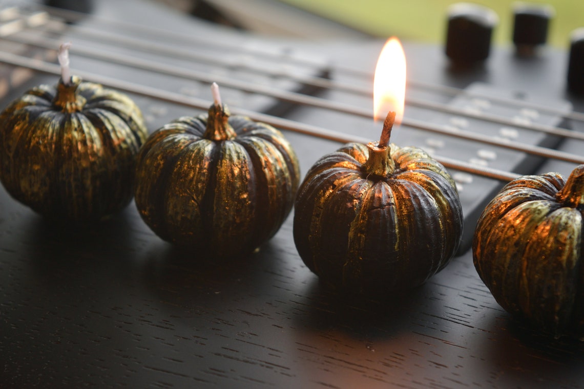 Mini pumpkin candle. Set of 4 candles Hand-painted candles. | Etsy