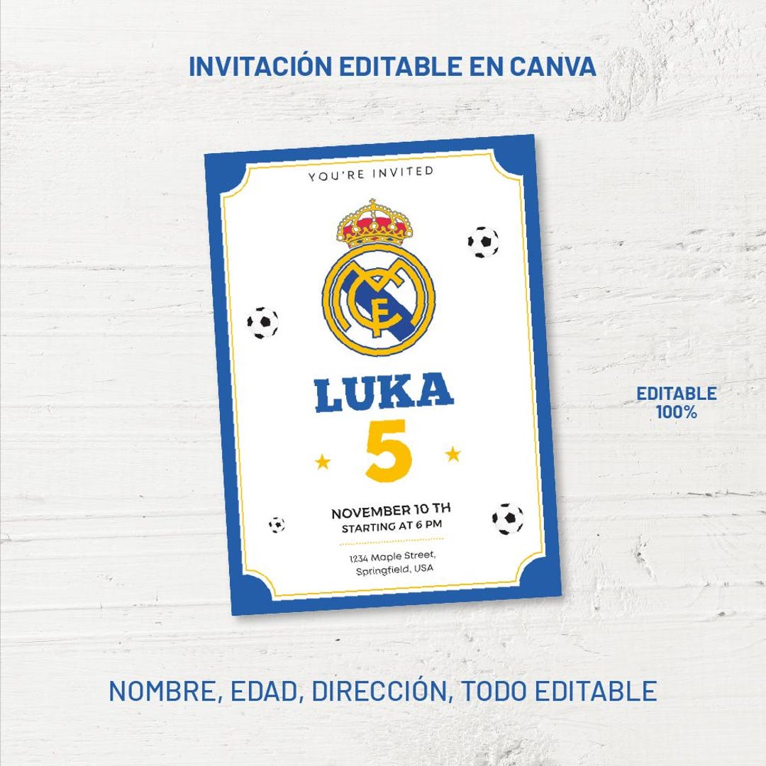Editable Real Madrid Invitation - Etsy