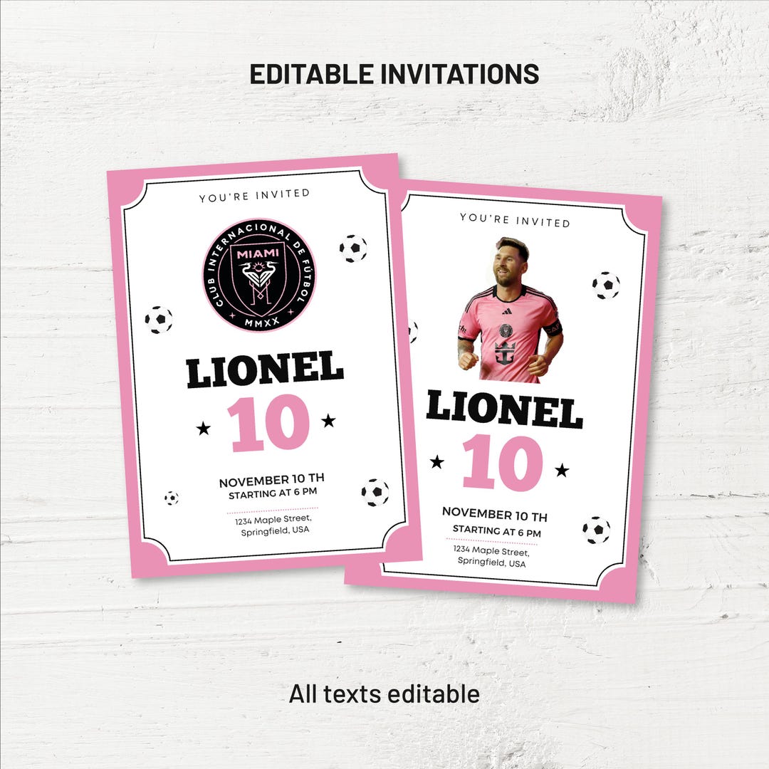 Editable Inter Miami Invitation - Etsy