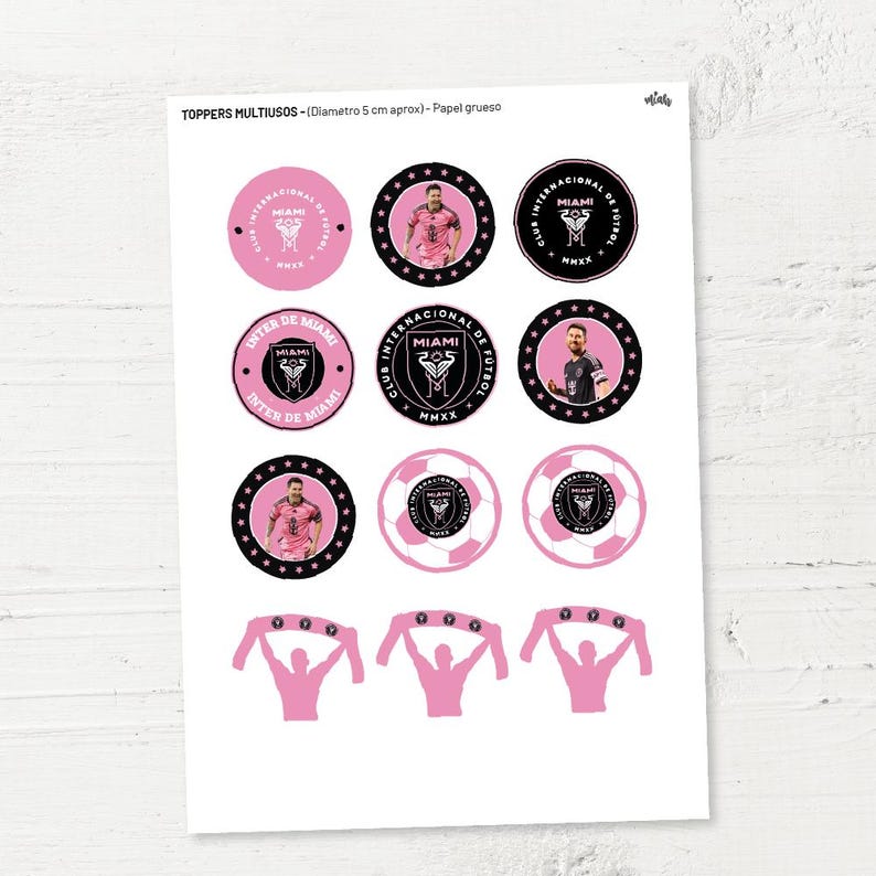 Inter Miami Messi Printable Cake Toppers – Soccer Cake and Cupcake ...