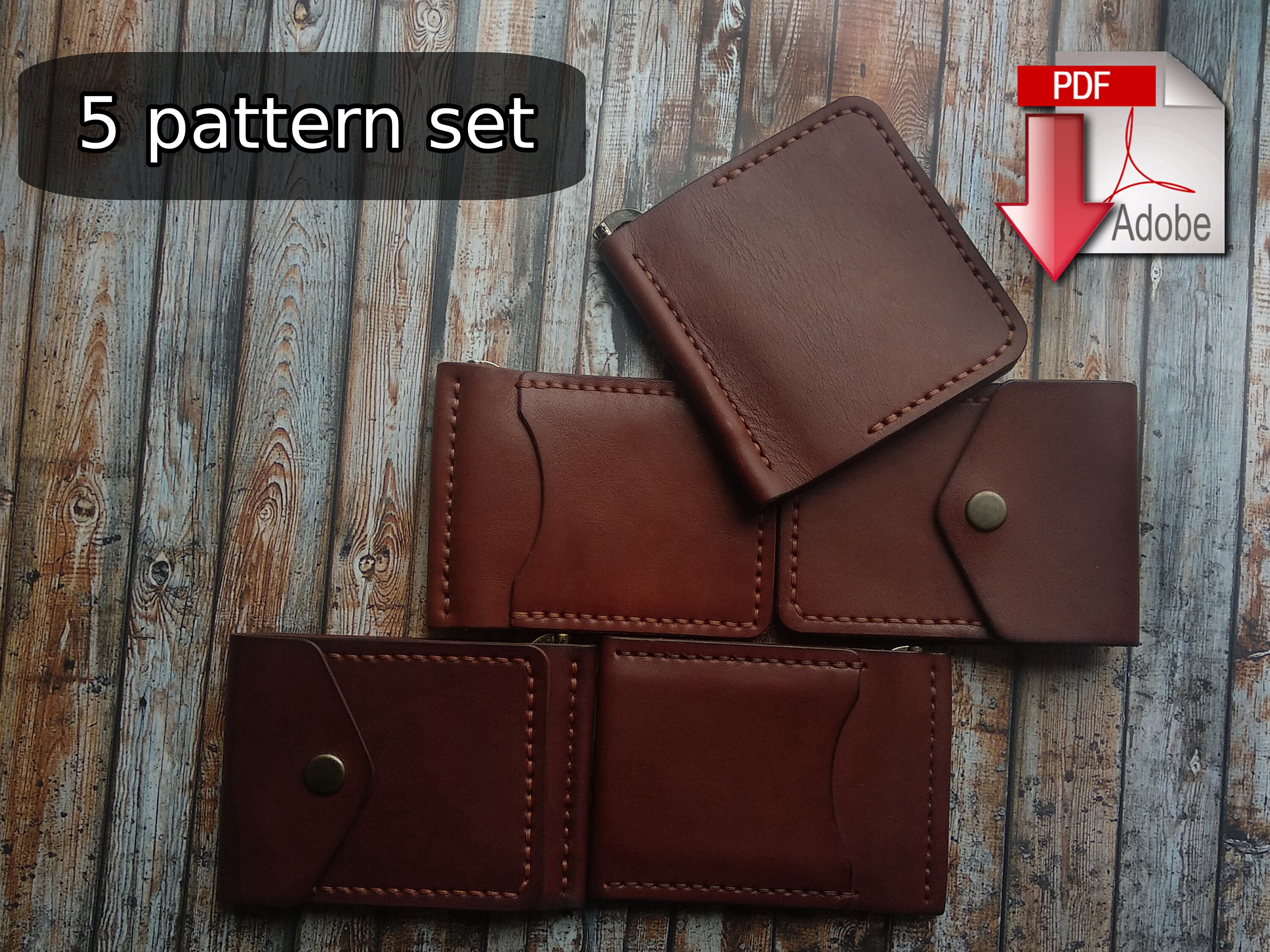 5 Leather Money Clip Wallet Pattern DIY Pdf Download | Etsy