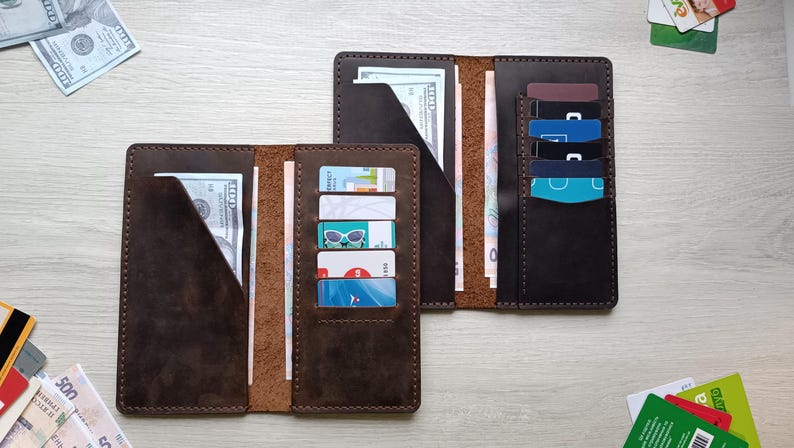2 Leather Long Wallet Patterns - Leather Travel Wallet Pattern Set ...