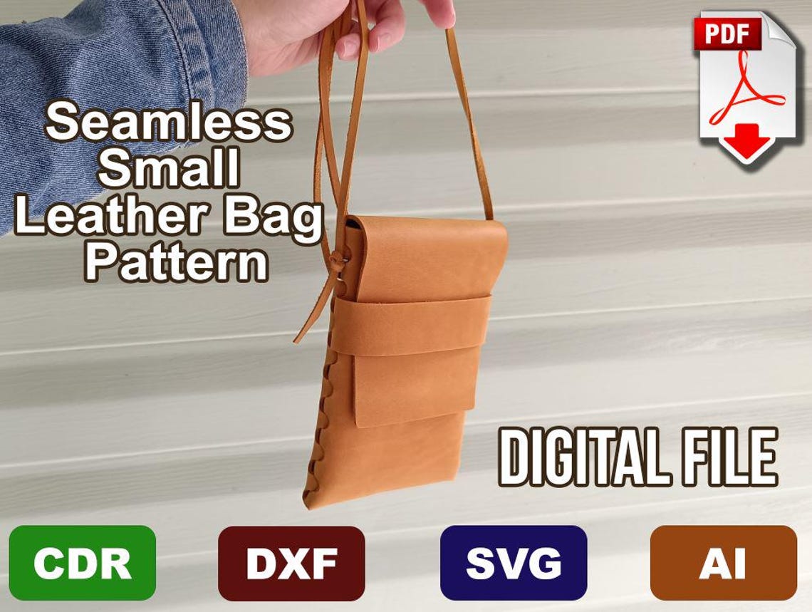 No Stitch Small Leather Bag Pattern – DIY Leather Pouch Template ...