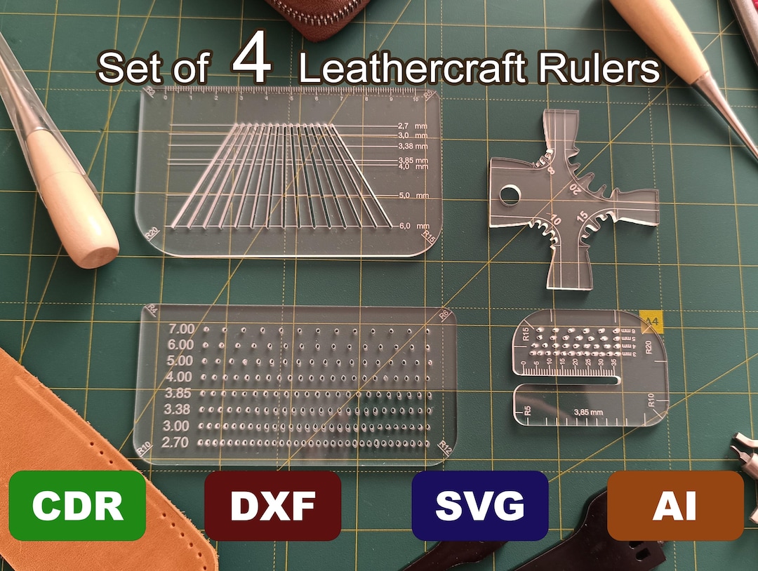 Set of 4 Kinds of Leathercraft Rulers – Dxf, Svg, Cdr, Ai, Pdf Download ...