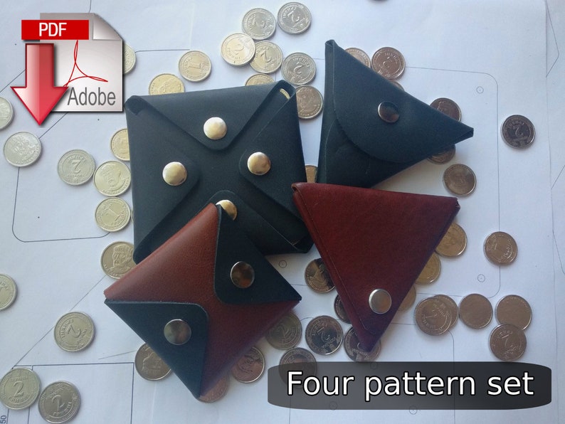 4 Leather Coin Pouches coin Purses Pattern DIY Pdf | Etsy
