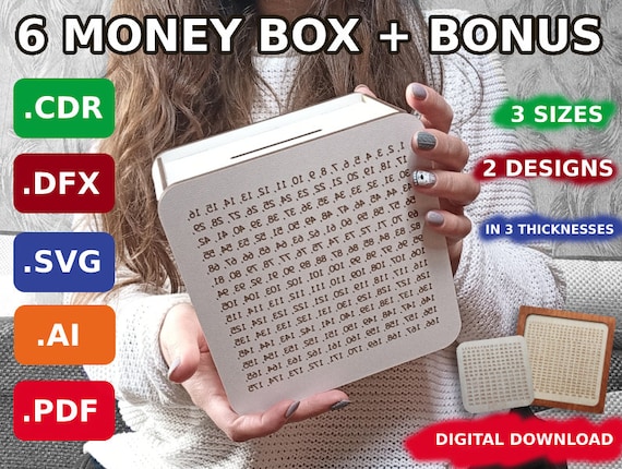 Wooden Money Box Numberbox Laser Cut File SVG CDR DFX - Etsy