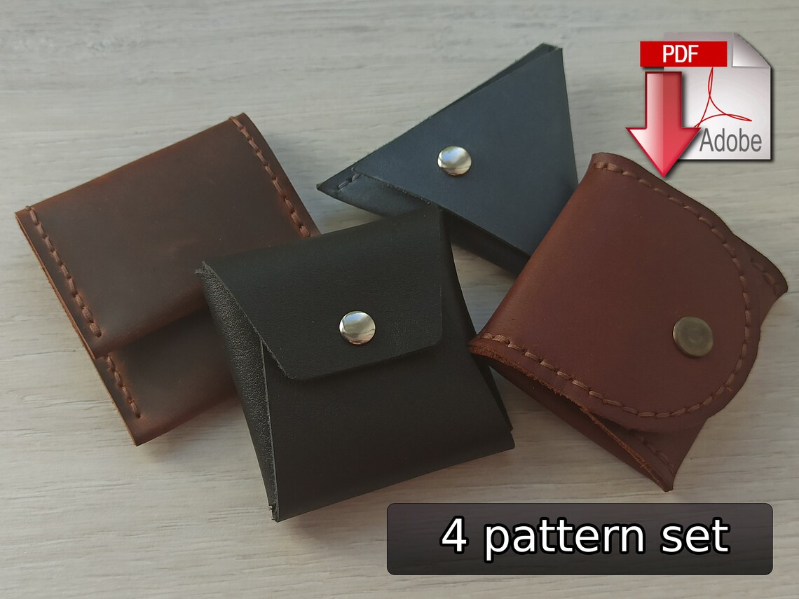 4 Leather Coin Pouches coin Purses Pattern DIY Pdf | Etsy