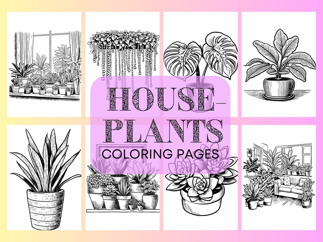 100 Pages of Houseplant Coloring Pages, Instant Download, Pdf Files ...