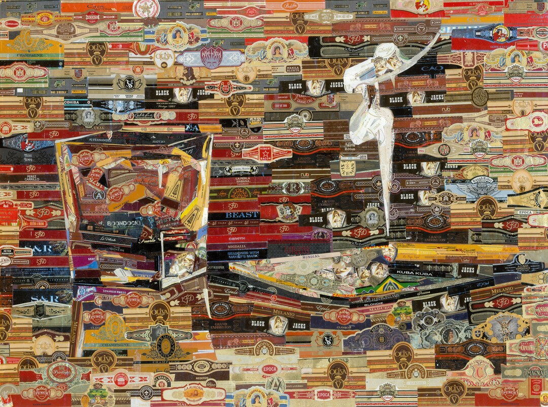 Cigar Art Band Collage Whiskey and Cigar - Etsy