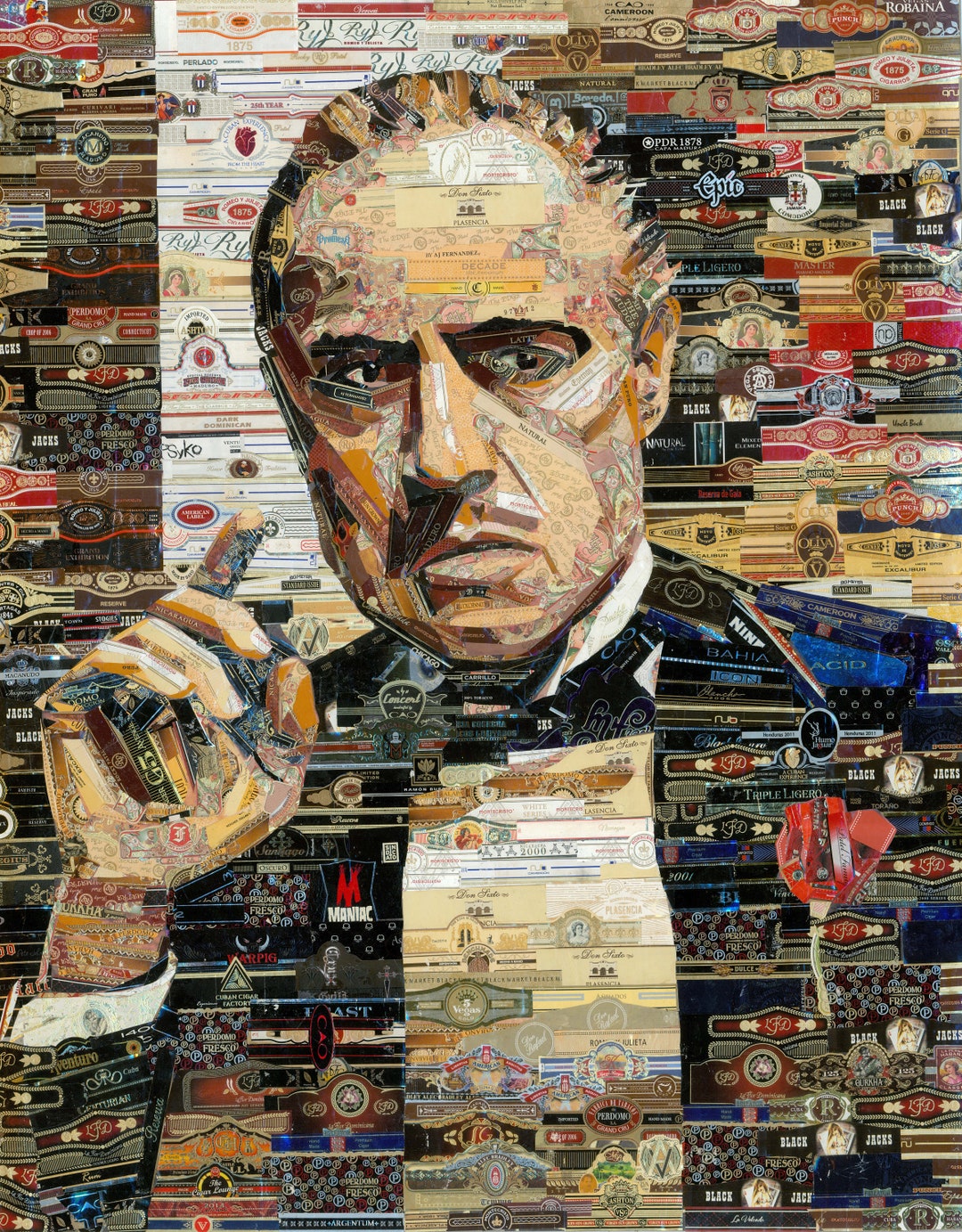 Cigar Art Band Collage Godfather Cigar Gift Wall Décor Cigars Art Cigar ...