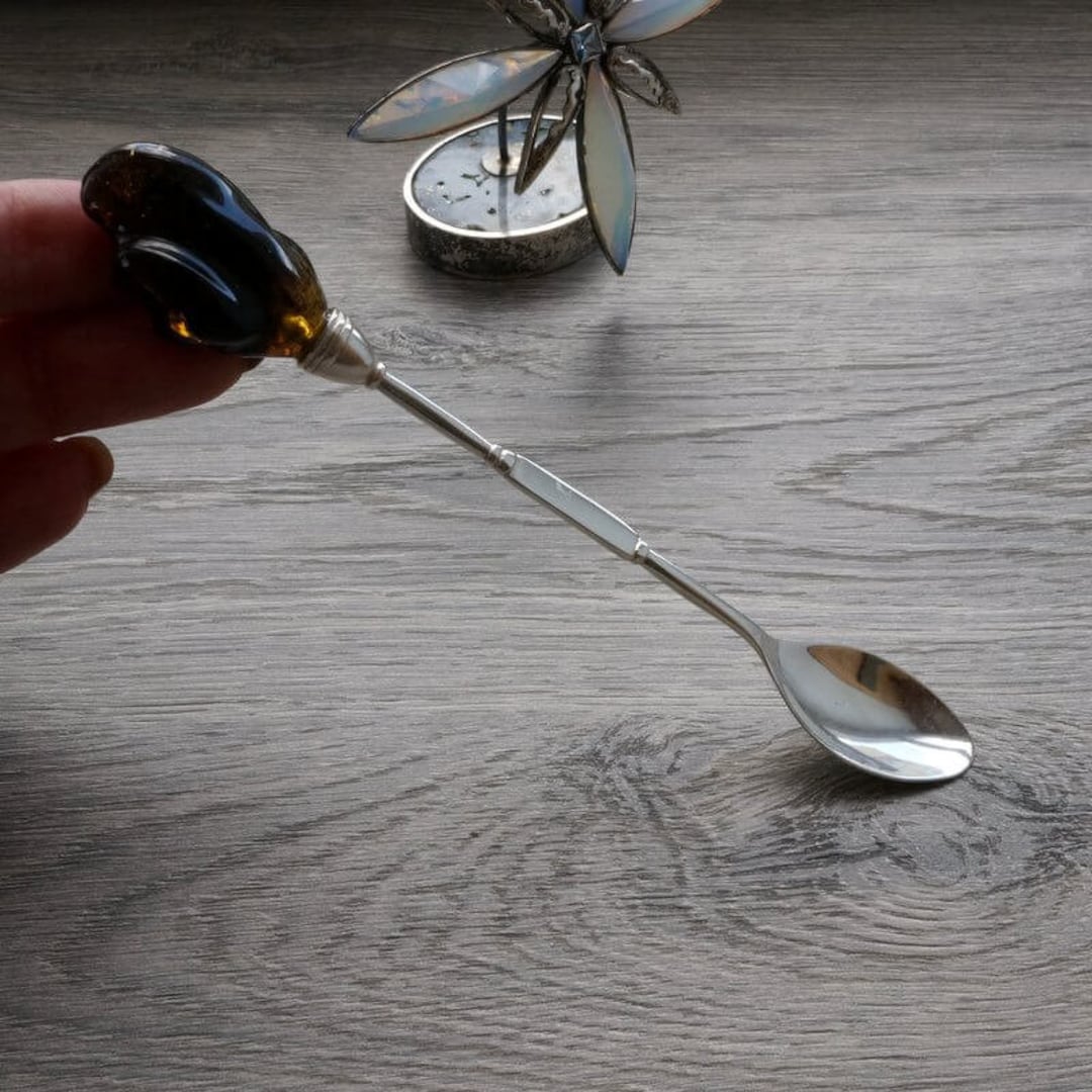 Exclusive Silver SPOON Large Amber Stone Brand New 925 Sterling Silver ...