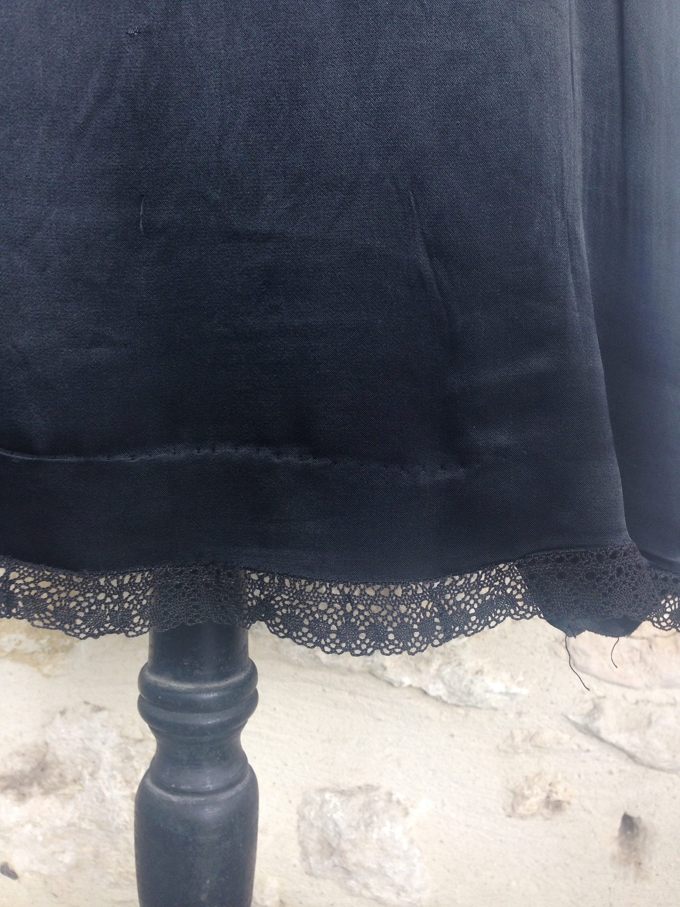 Vintage Black Satin Lace Slip - Etsy