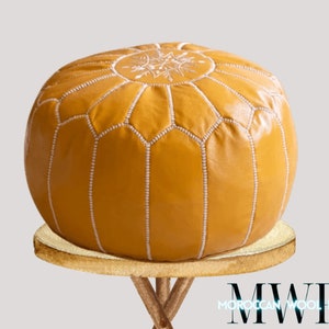 SHINNY OTTOMAN POUF Natural Leather Pouf Moroccan Ottoman Poufs Home ...