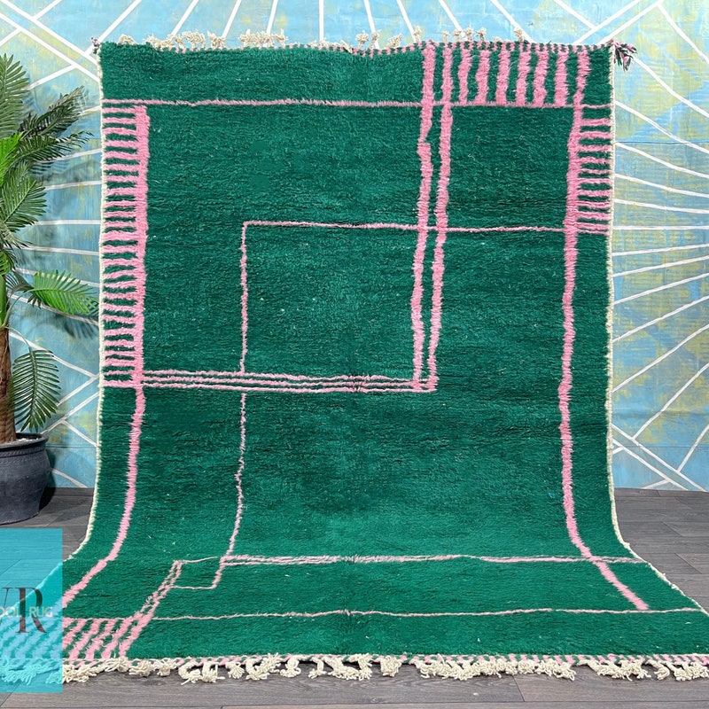 Pink and Green Rug - Etsy