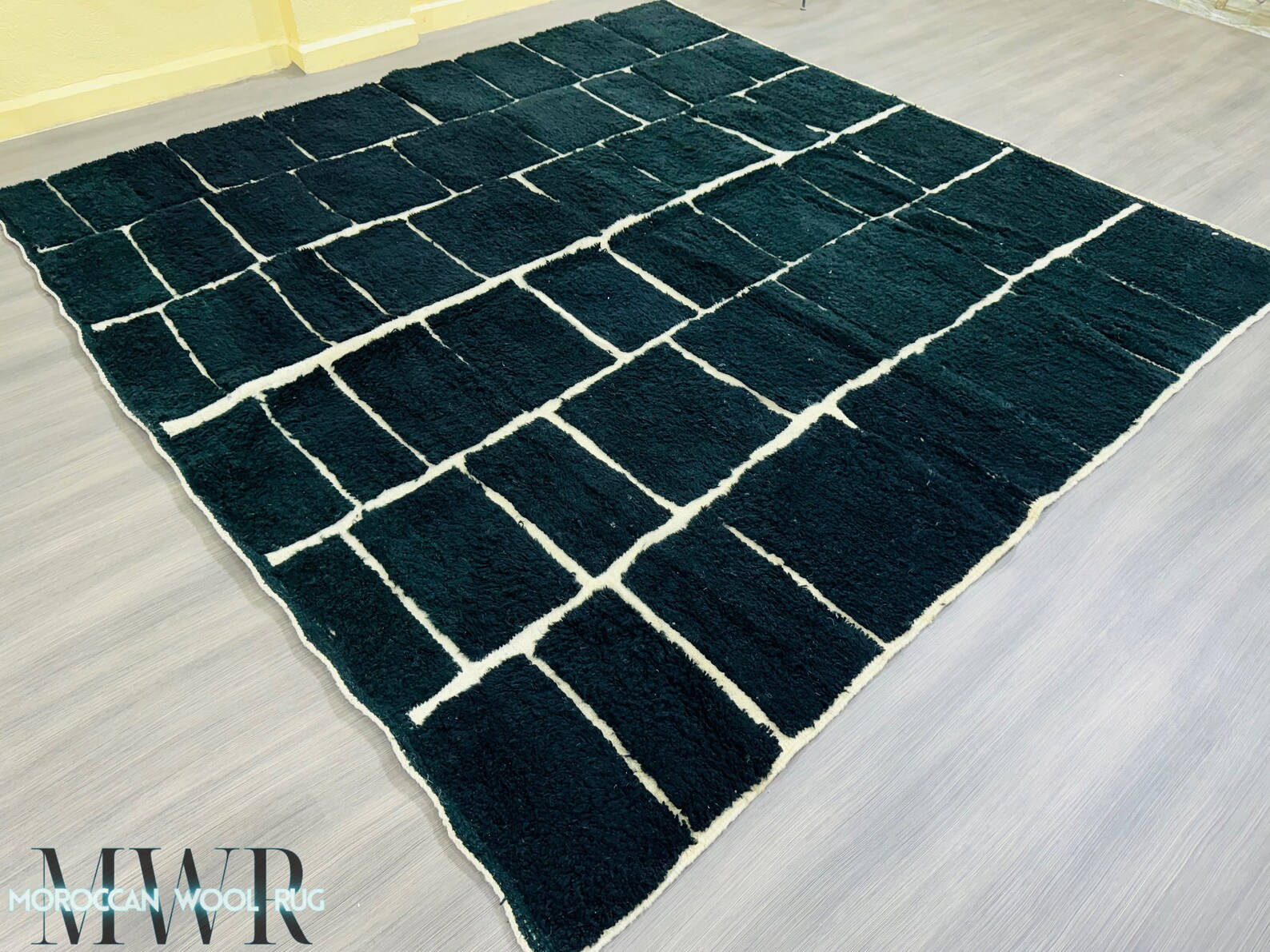 Black Moroccan Rug Tufted Black Rug Plain Black Rug Wool Berber Rug ...