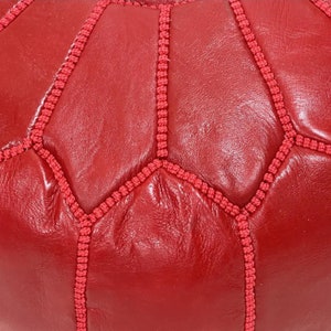 Red Round Pouf Handmade Footstool Round Red Pouf Ottoman Pouf Moroccan ...
