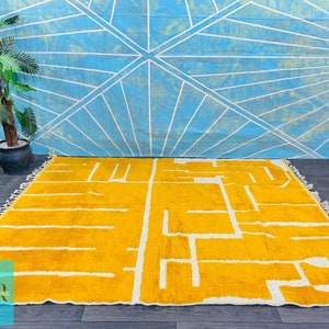 UNIQUE Yellow Area Rug, Plain Yellow Rug, Custom Yellow Moroccan Rug ...