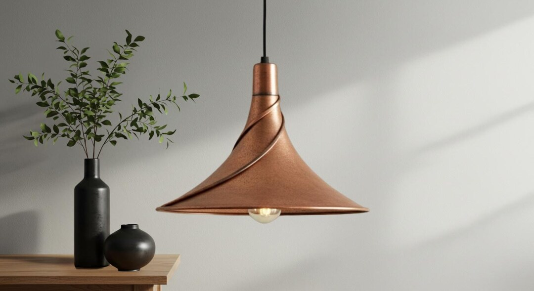 Handmade Copper Swirl Pendant Light – Rustic Farmhouse Dome Chandelier ...