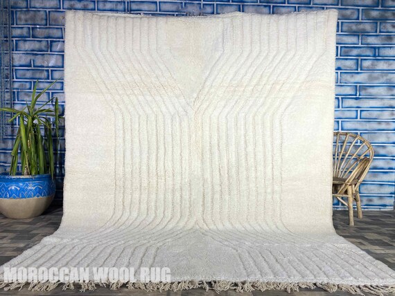 Moroccan White Rug Solid White Rug Plain White Rug Wool | Etsy