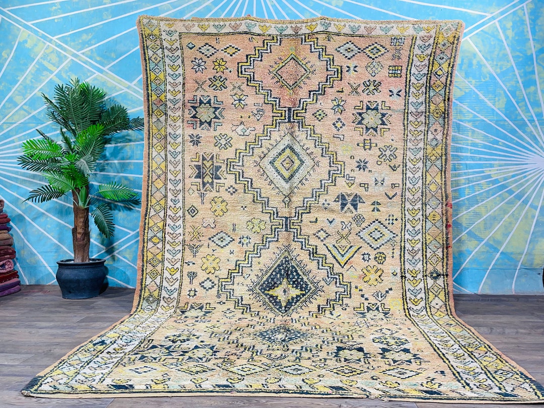 Authentic Large Rug 7.7x12.5 FT Vintage Rug Berber Rug Moroccan Rugs ...