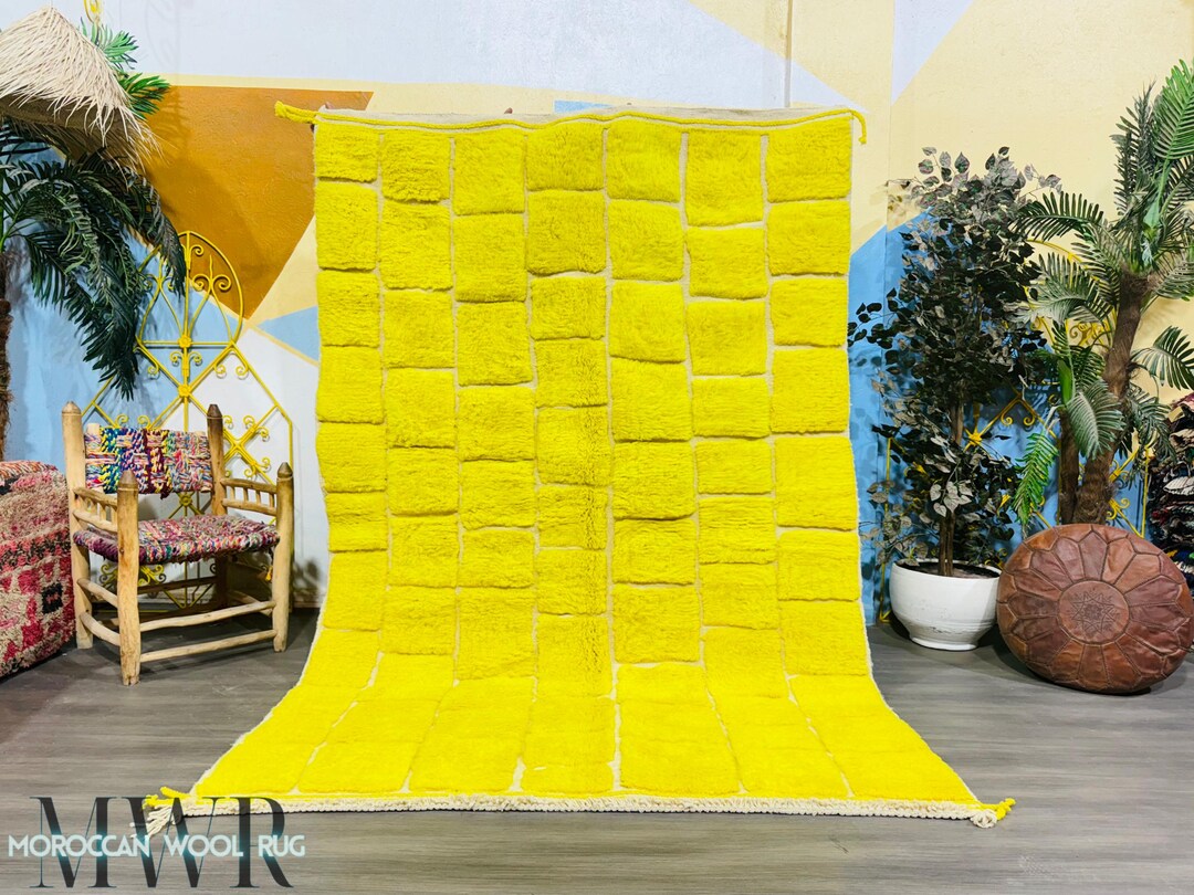 Morrocan Rug Yellow - Beni Ourain Custom Rug - Authentic Morocco Rug ...
