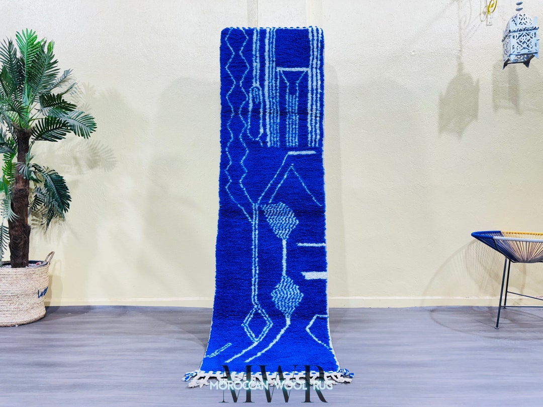 Custom Blue Runner, Berber Runner Rug, Beniourain Runner, Entryway Rug ...