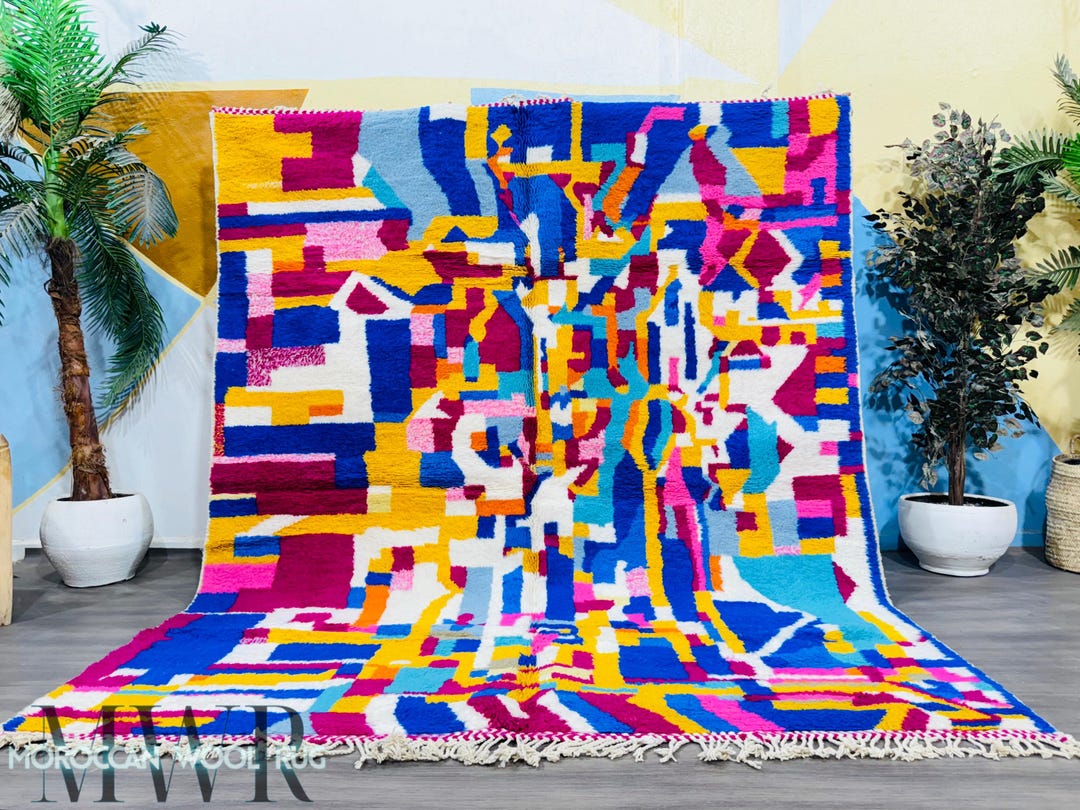 Bright Modern Rug, Vibrant Colorful Moroccan Rug, Rug for Living Room ...