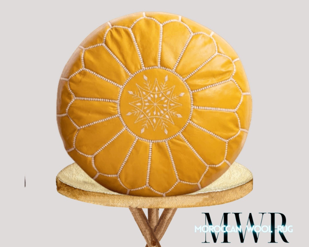 SHINNY OTTOMAN POUF Natural Leather Pouf Moroccan Ottoman Poufs Home ...