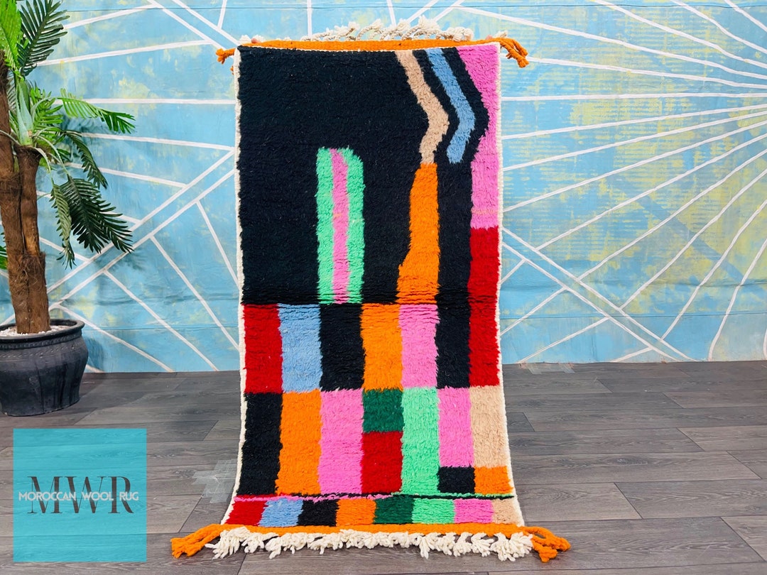 Unique Colorful Berber Rug, Wool Area Rug, Moroccan Rug, Abstract Rugs ...