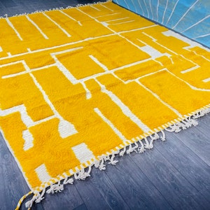 UNIQUE Yellow Area Rug, Plain Yellow Rug, Custom Yellow Moroccan Rug ...