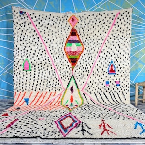 Custom Handmade Azilal Rug, Multicolored Wool Rug Traditional Moroccan ...