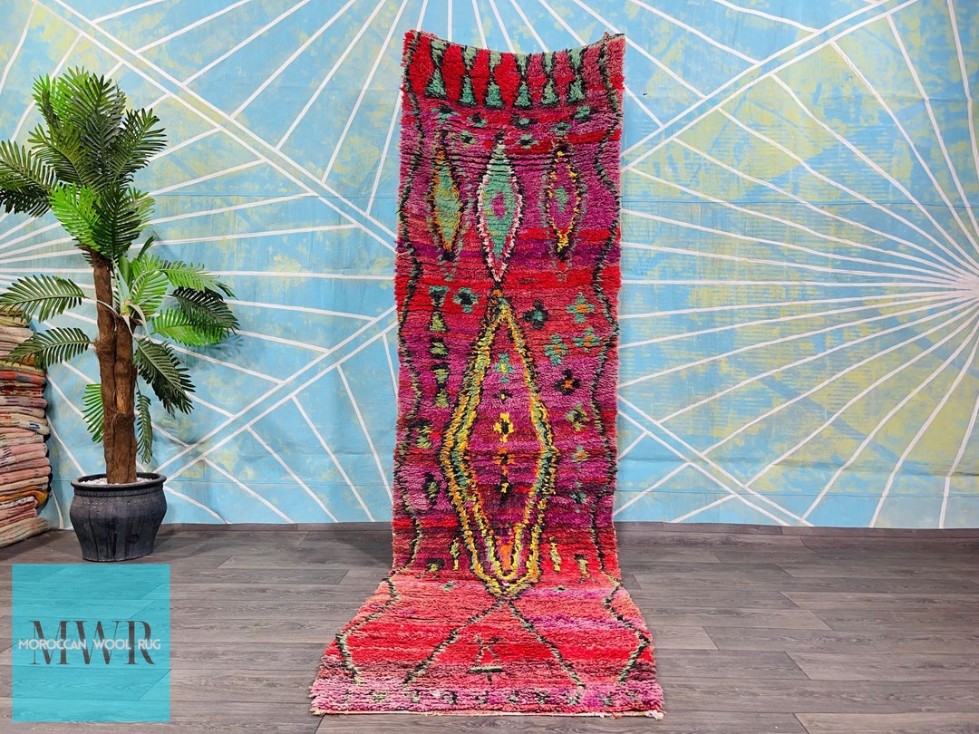 Vintage Boujaad Moroccan Runner, Handmade Runner Rug, Traditional ...
