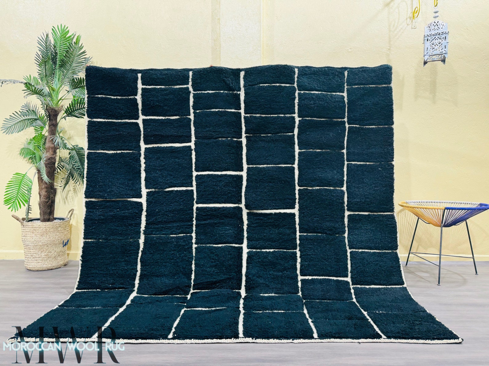 Black Moroccan Rug Tufted Black Rug Plain Black Rug Wool Berber Rug ...