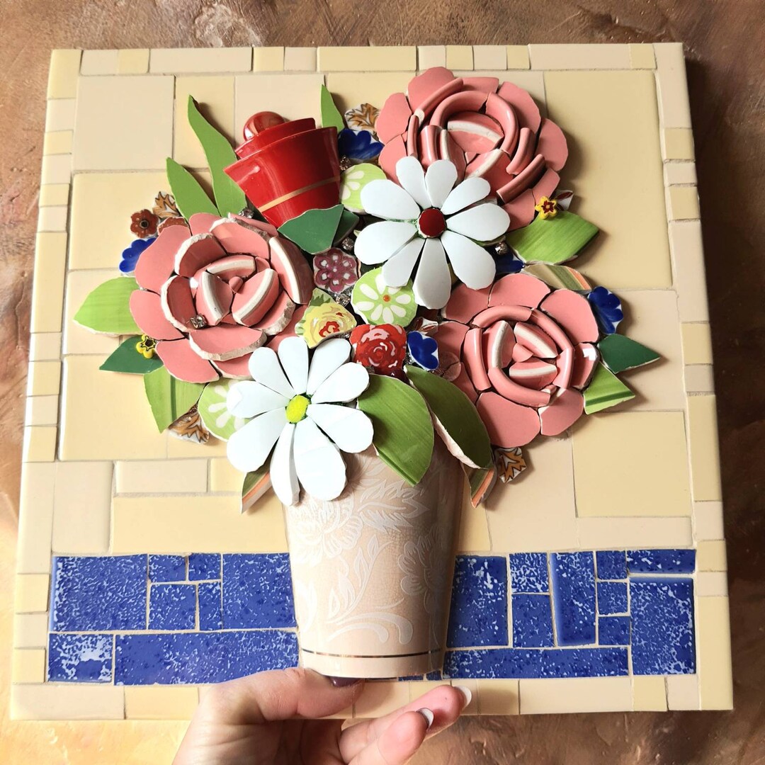 Mosaic Wall Decor, 3d Mosaic Picture, Ceramic Mosaic Flowers, 3d Mosaic ...