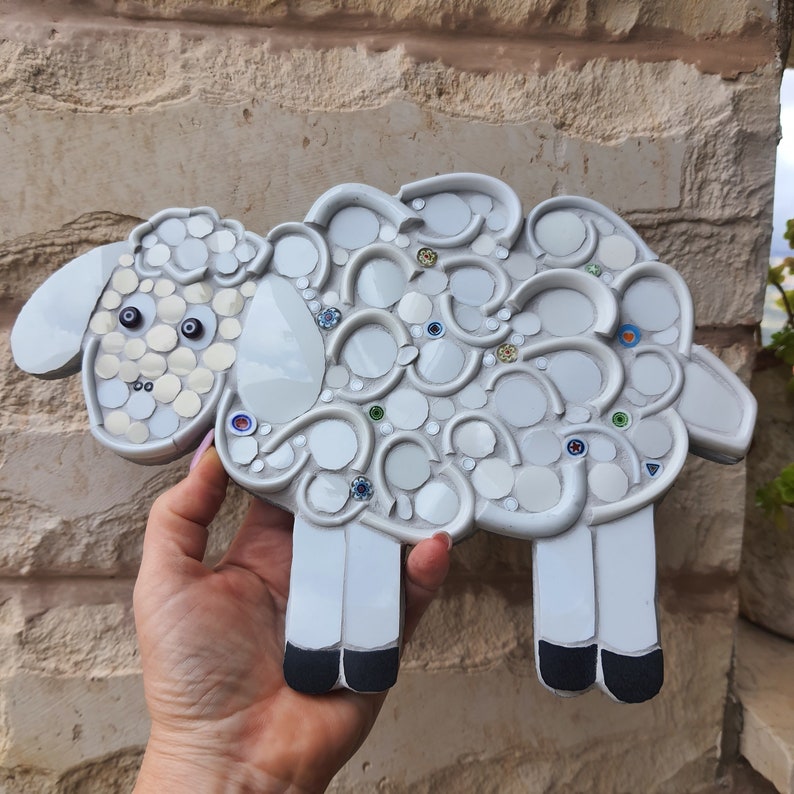 White Mosaic Sheep Wall Decor. Mosaic Lamb Ornament - Etsy